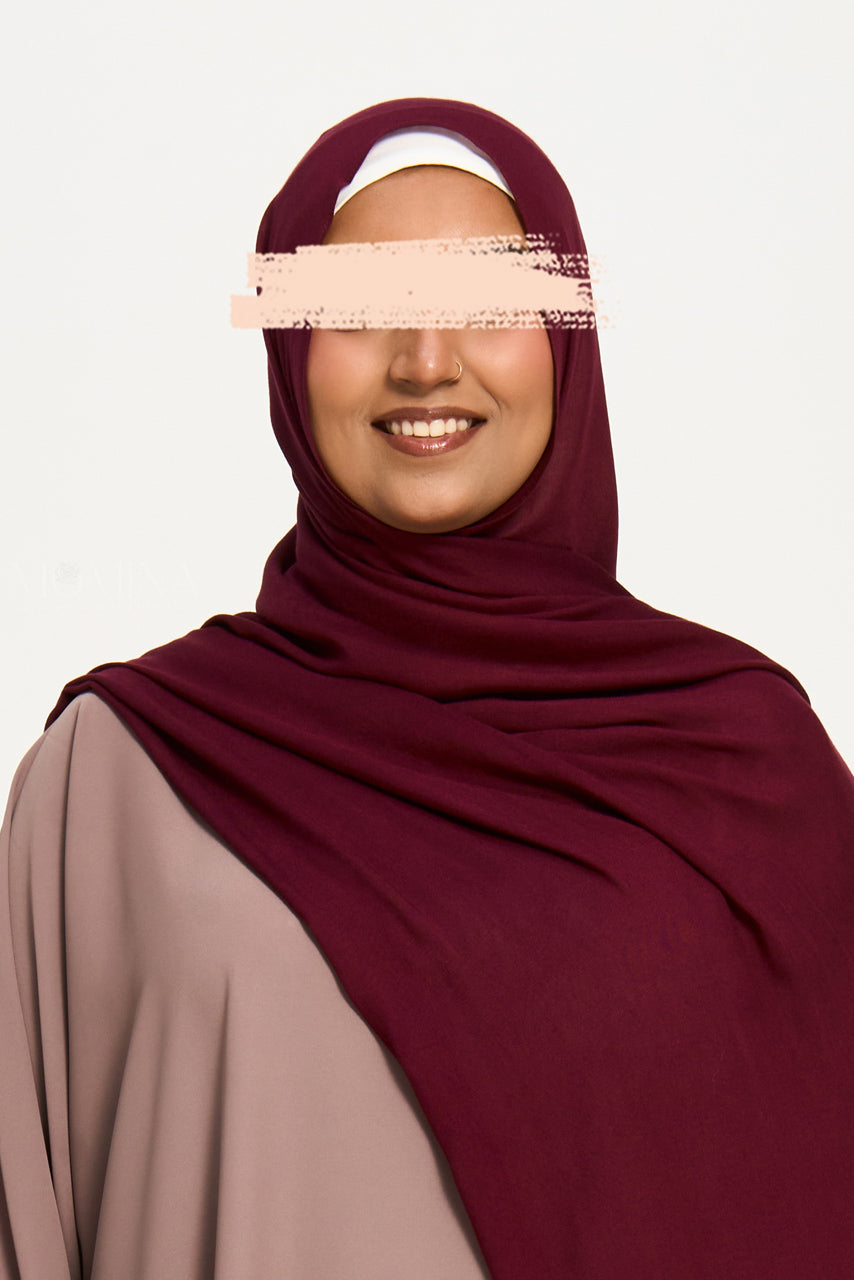 Luxury Maxi Modal Hijab - Crimson Rose | Momina Hijabs