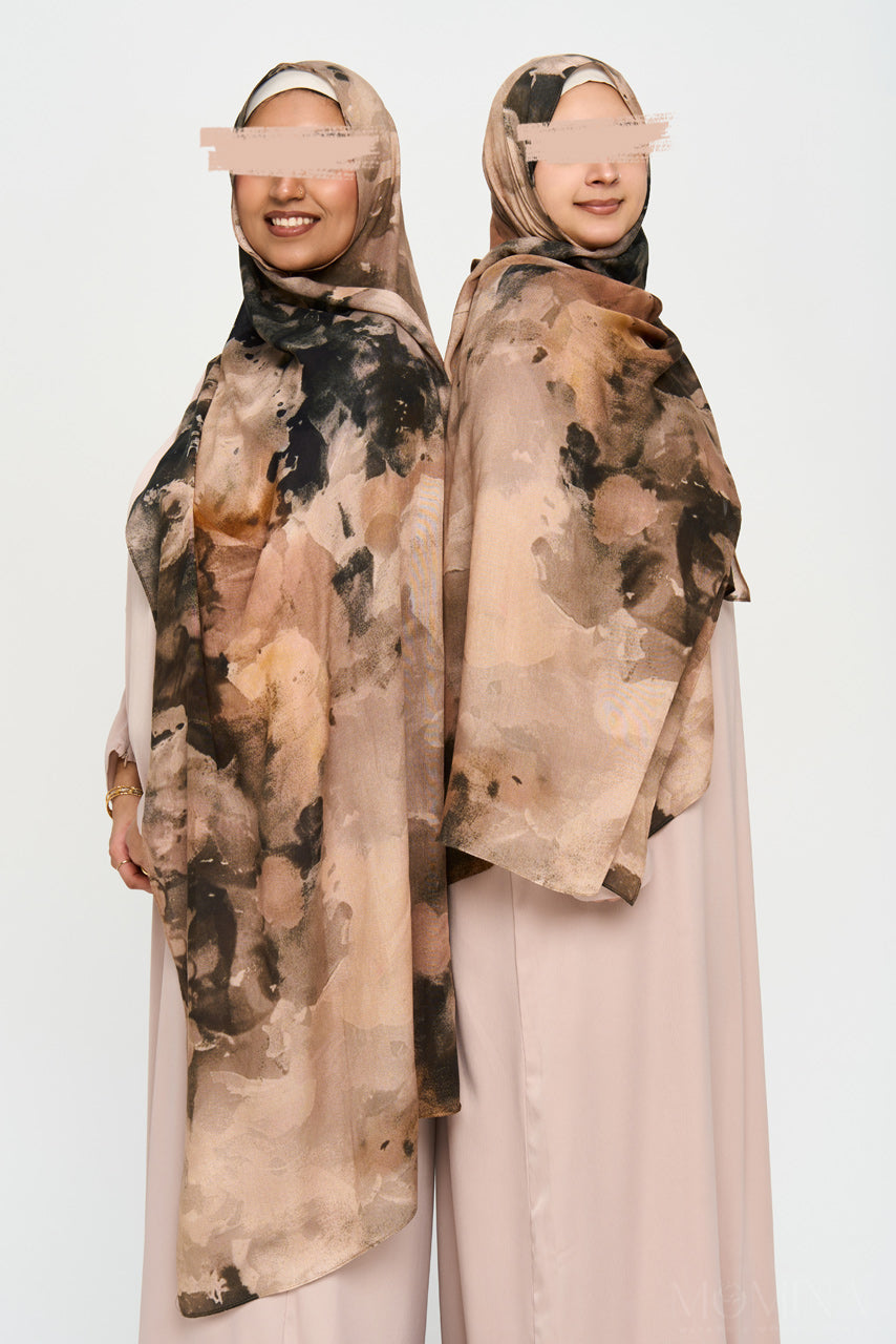 Printed Modal Hijab - Iced Mocha | Momina Hijabs