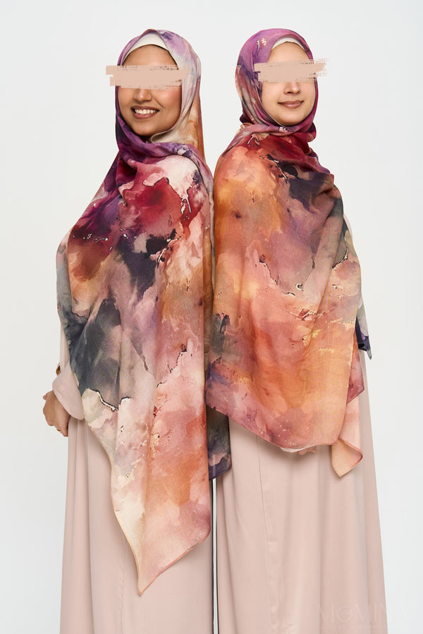 Printed Modal Hijab - Saffron Sunset | Momina Hijabs