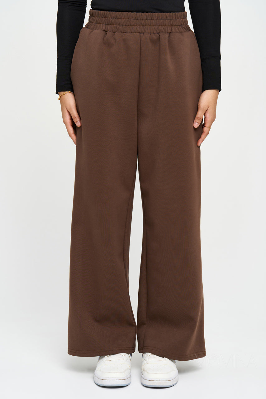 Raha Wide Leg Pants - Java Bean | Momina Hijabs