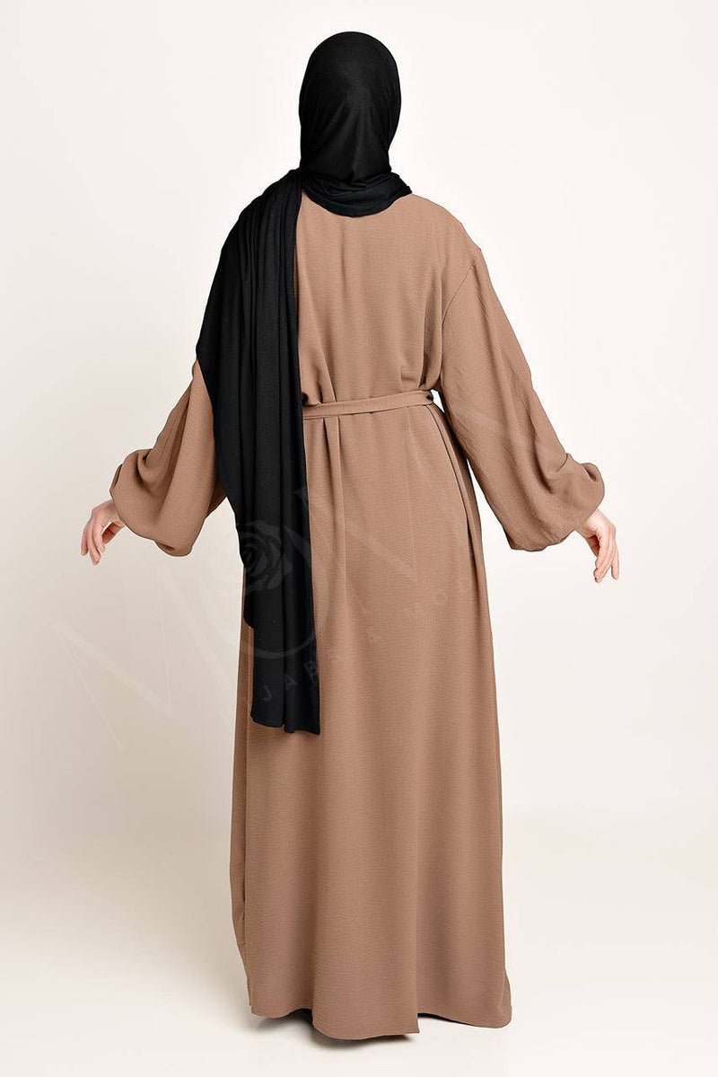 Amani Textured Abaya Outer - Cocoa Brown | Momina Hijabs